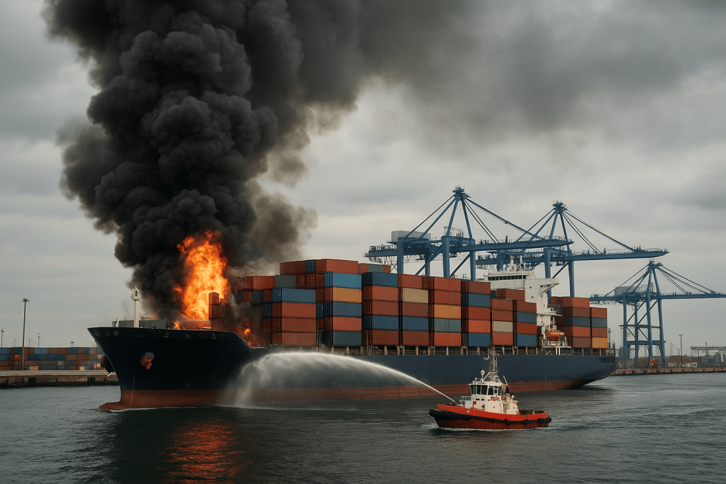 Fire Erupts on Maersk-Chartered Container Ship at Port of Tanjung ...